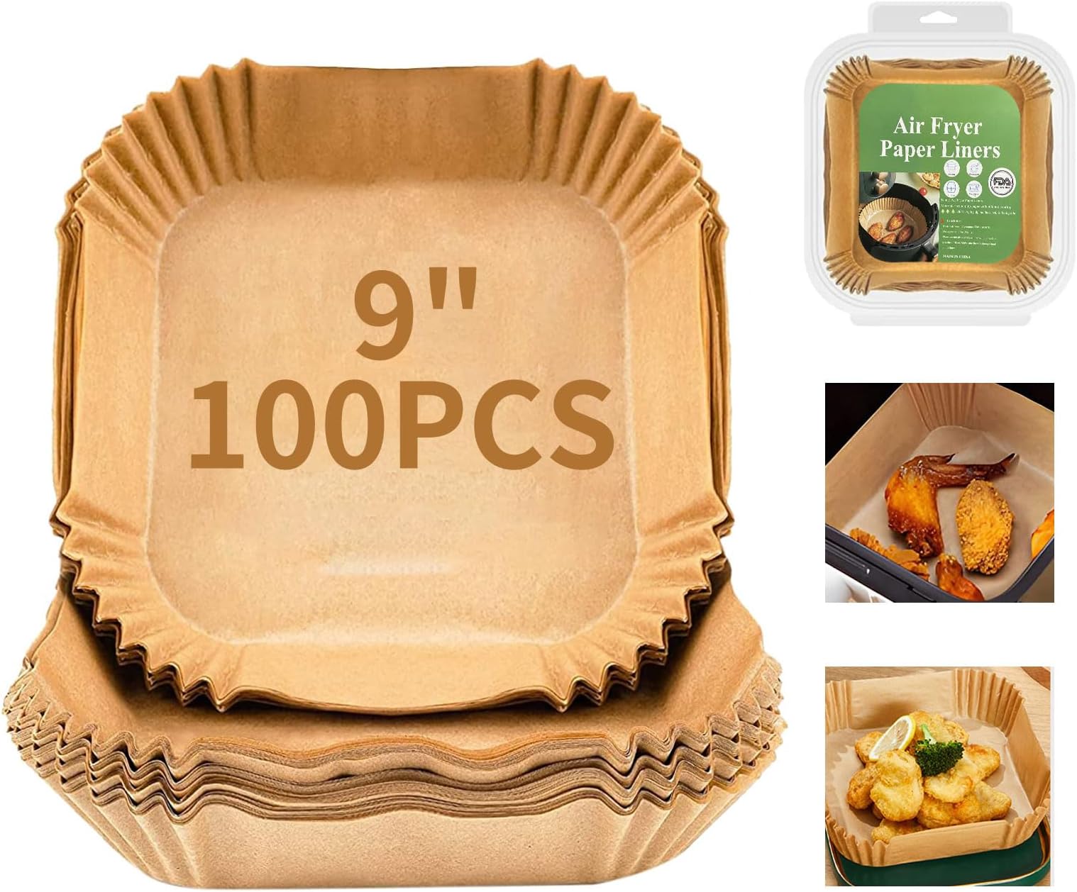 Amazon.com: Air Fryer Disposable Paper Liner, 9 Inch Square Parchment ...