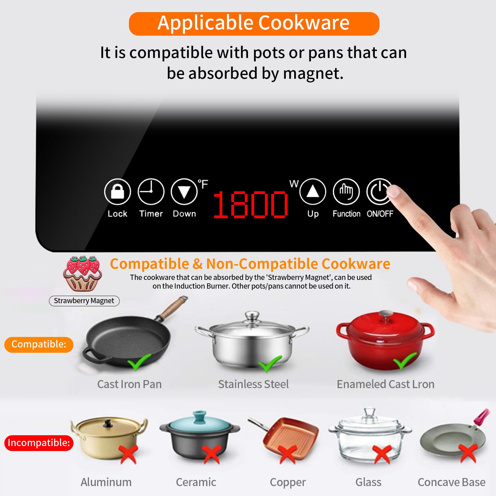 Snapklik.com : Portable Induction Burner, 1500W Electric Induction ...