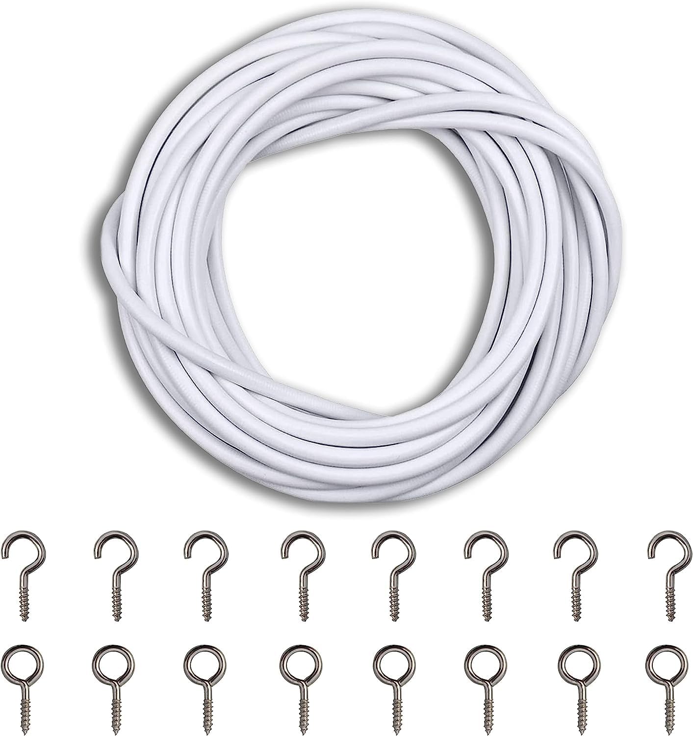 So useful 3M CURTAIN WIRE SET WITH 16 HOOK AND EYE FITTINGS WHITE ...
