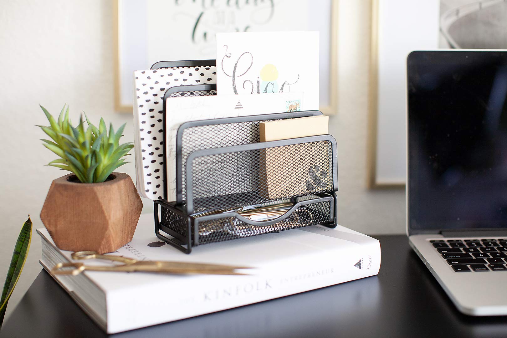 Blu Monaco Office Cubicle Accessories – Small Black Wire Mesh Desk ...