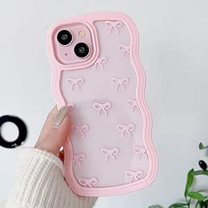 Amazon.com: QLTYPRI Bow Case for iPhone 16 Plus, Clear Cute Ribbon Bow Phone Case Curly Wavy ...