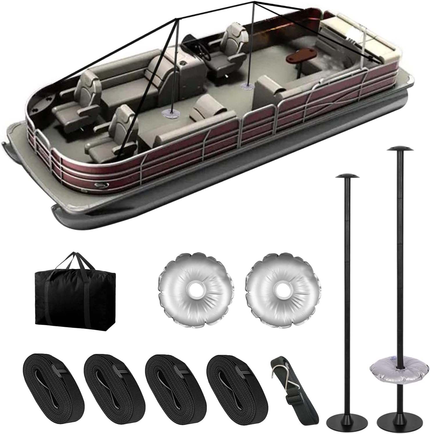 Amazon.com: Accskzo Boat Cover Support Poles Height Adjustable Support ...