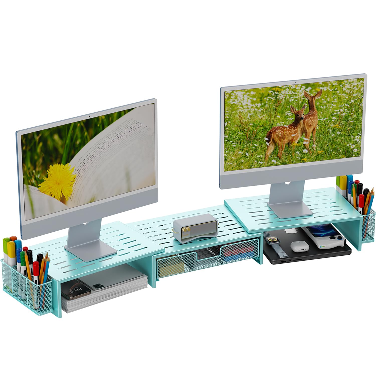 Amazon.com: gianotter Computer Dual Monitor Stand Riser For Desk, Desk ...