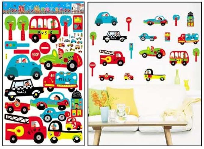 CAR & TRUCK, Large Wall Stickers for Boys Bedroom, Childrens Playroom ...