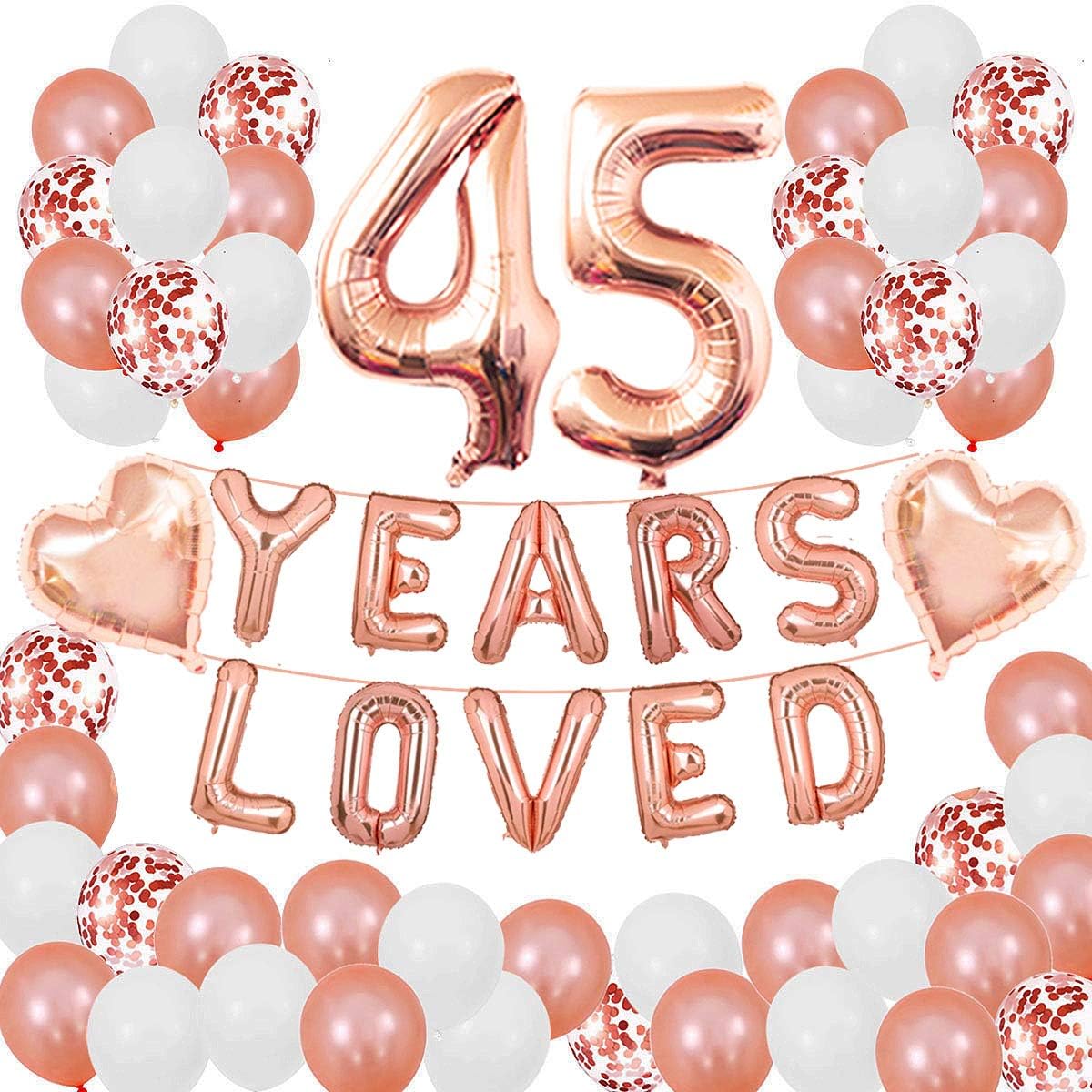 Amazon.com: 45 Years Loved Rose Gold Theme Kit For 45TH Birthday or ...
