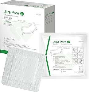 Amazon.com: Medrull Sterile Wound Dressing 6x6 Large Adhesive Bandages Ultra Pore XL Dressing ...