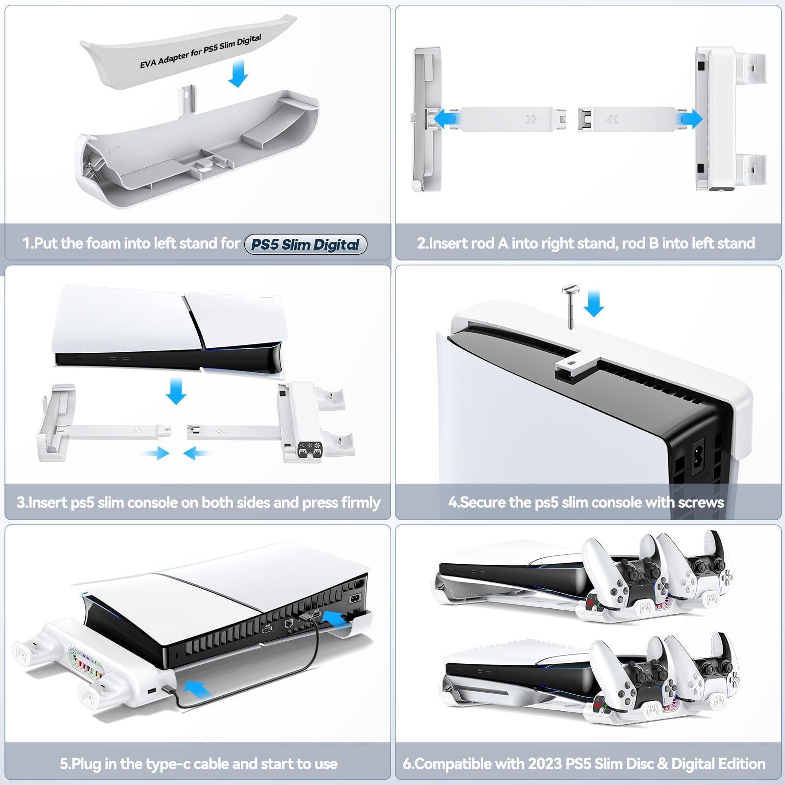 Snapklik.com : Horizontal Cooling Stand Replacement For PS5 Slim Disc ...