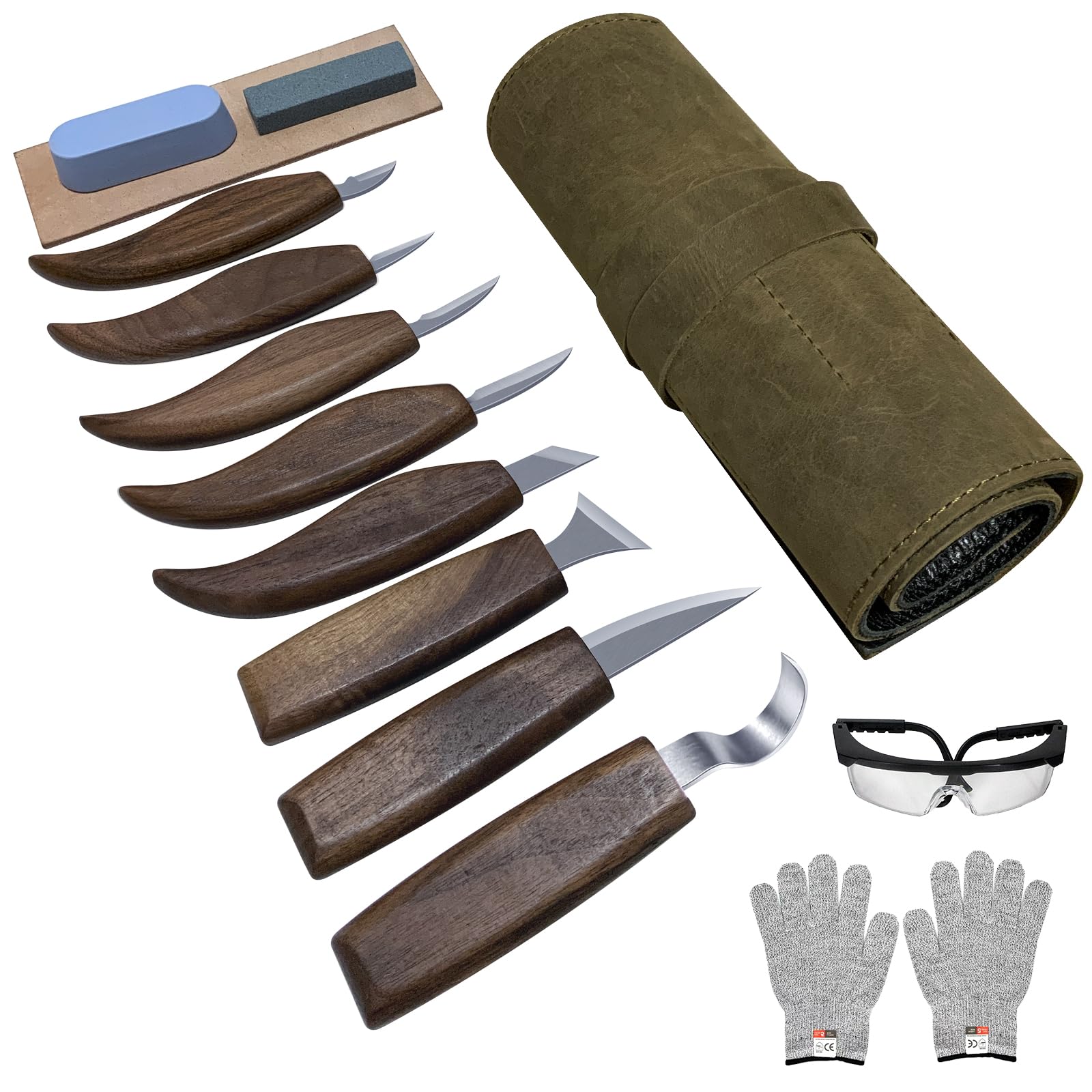 Amazon.com: Knife Roll Bag Genuine Leather - Deluxe Whittling Kit ...