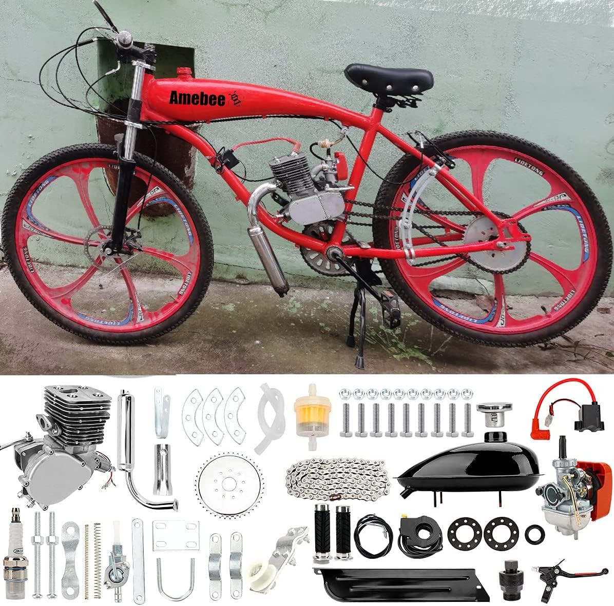 Bicycle Engine Kit Motorized 110cc 2 Stroke Petrol Gas Motor Engine ...