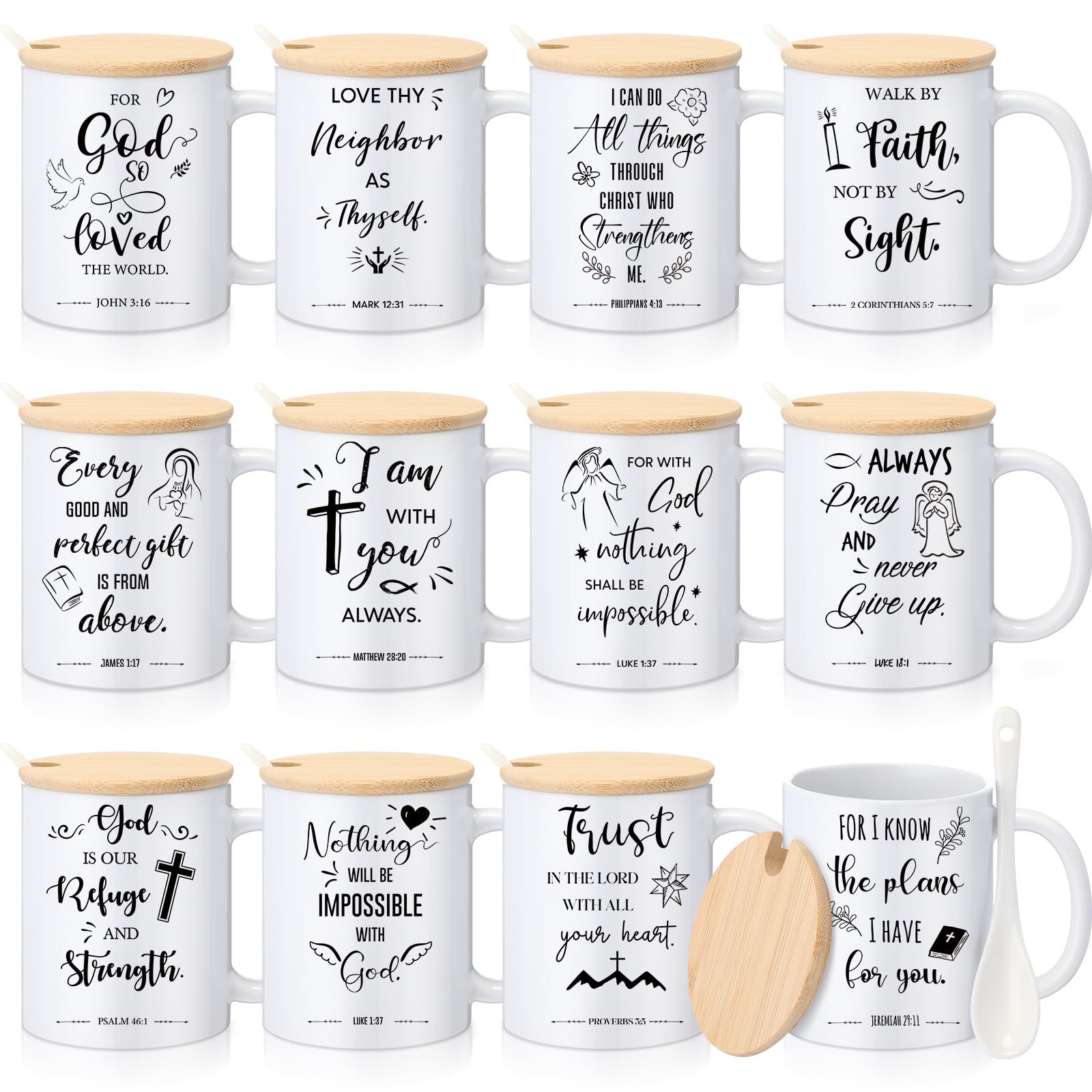 Amazon.com: Didaey 12 Sets Christian Gifts Bulk Religious Cups 12oz ...