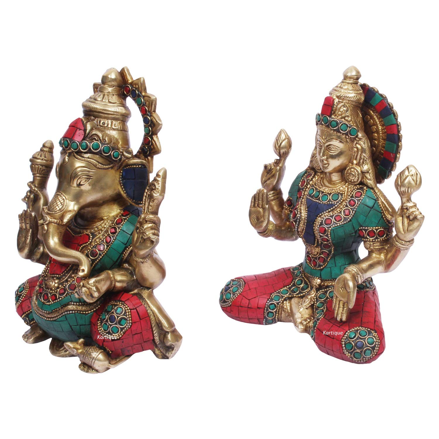 Buy Kartique Brass Laxmi Ganesh Bhagwan Idol Ganpati Murti Metal Statue ...