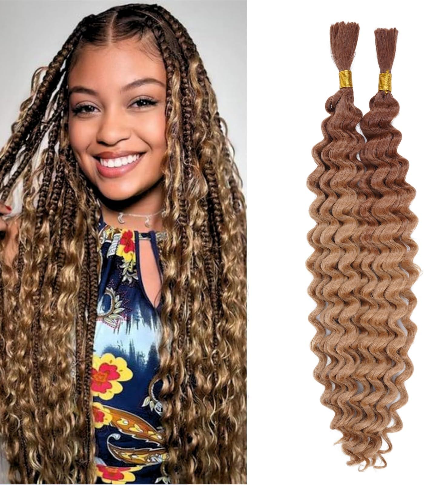Amazon.com : Meisixiu Deep Wave Bulk Hair for Braiding, 2 Packs, 155G ...