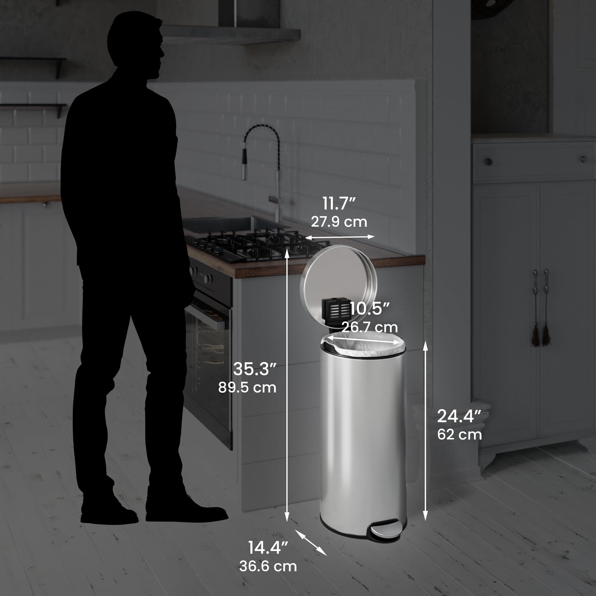 Snapklik.com : iTouchless SoftStep 8 Gallon Step Trash Can