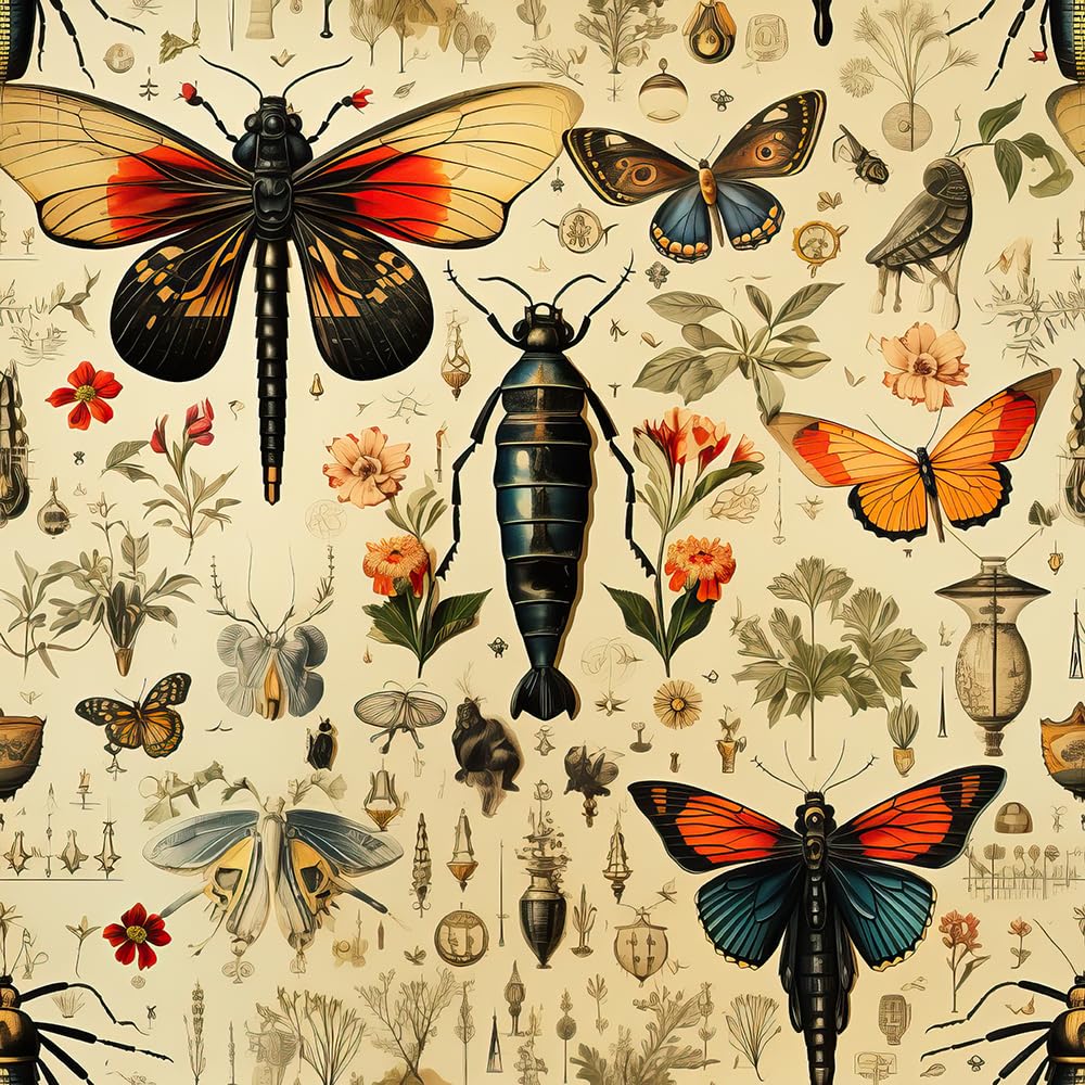 REDAMANCY Vintage Insects Butterfly Dragonfly Plants Leaf Specimen ...