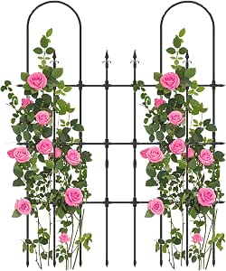 COSTWAY 146 x 186cm Garden Trellis, Metal Decorative Garden Fence with ...