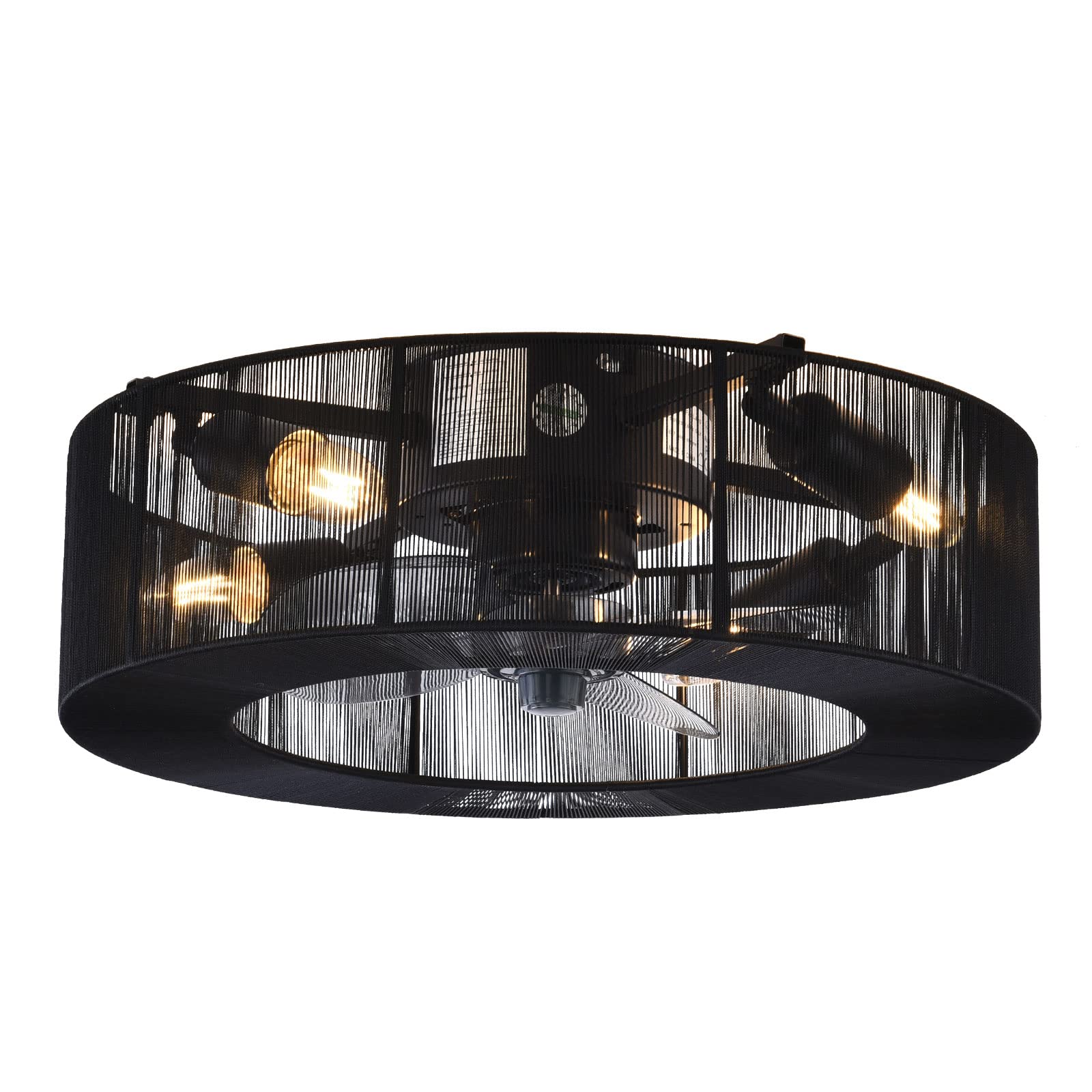 Ceiling Fan with Lights Remote Control 18" 3 Invisible Blades Black ...