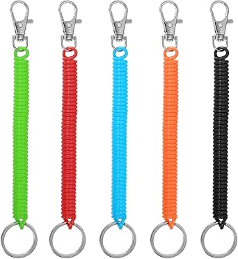 Amazon.com: PATIKIL Retractable Coil Springs Keychain, 5 Pack Anti-lost ...