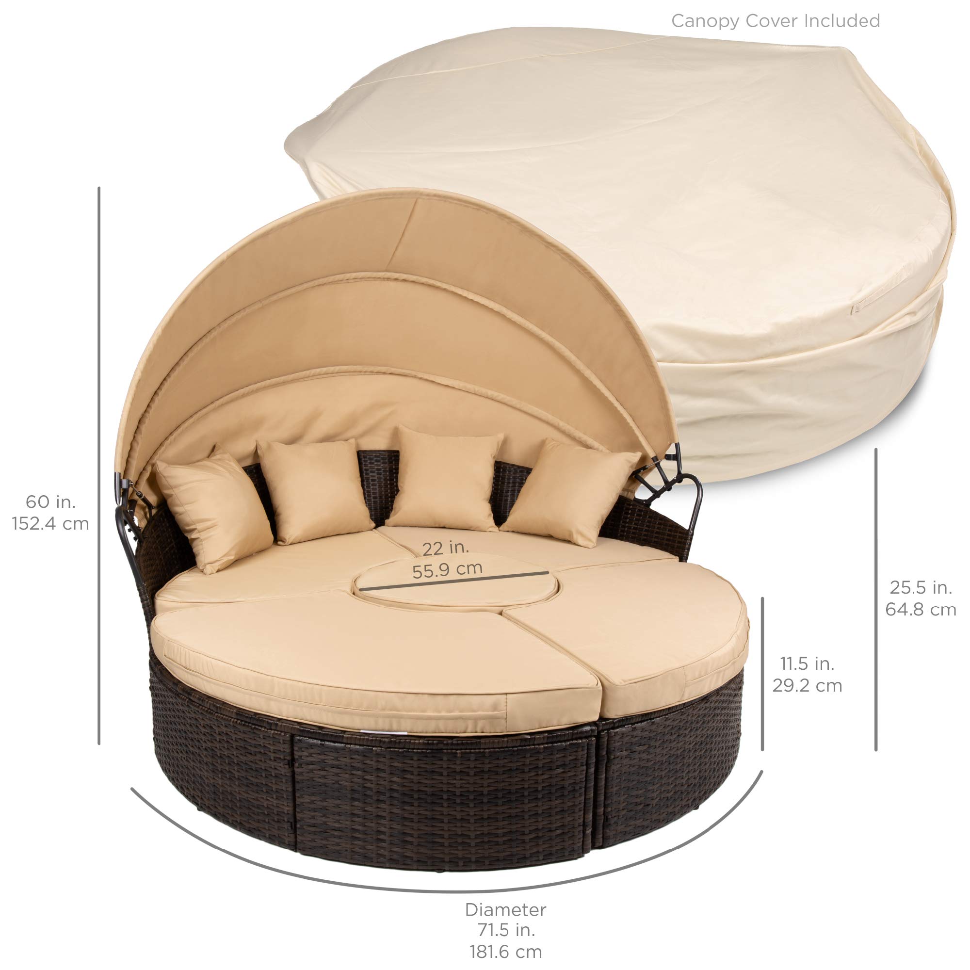 Best Choice Products 5-Piece Modular Patio Wicker Daybed Sectional ...