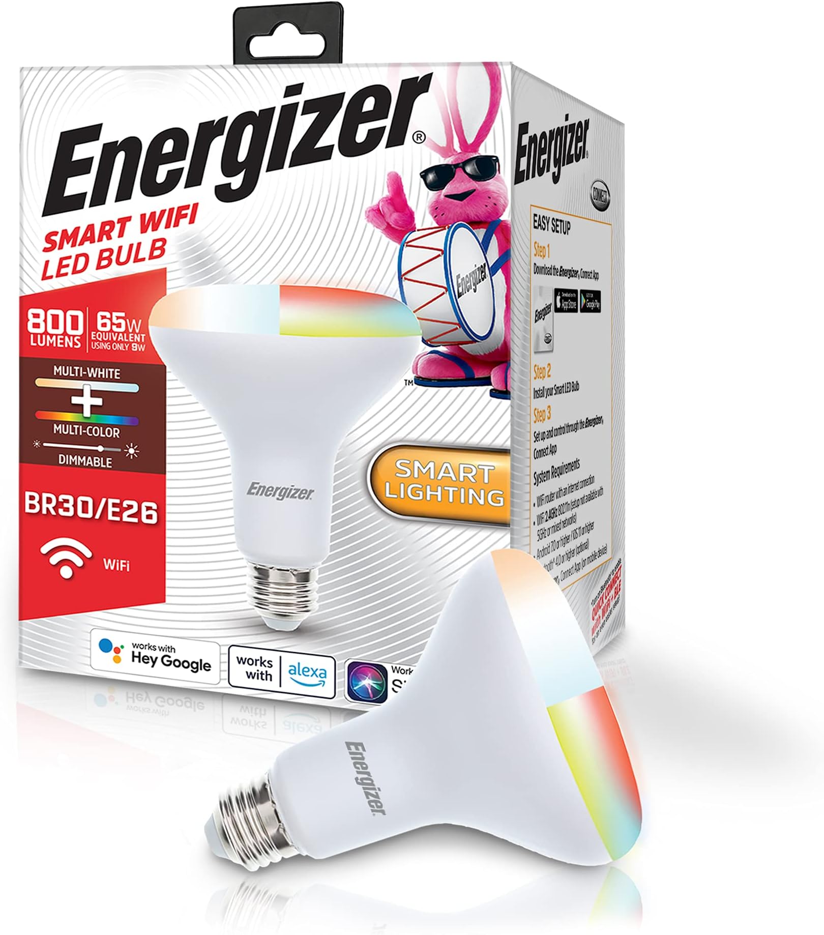 Energizer Smart LED Bulb Multi-Color and Multi-White, BR30, Google ...
