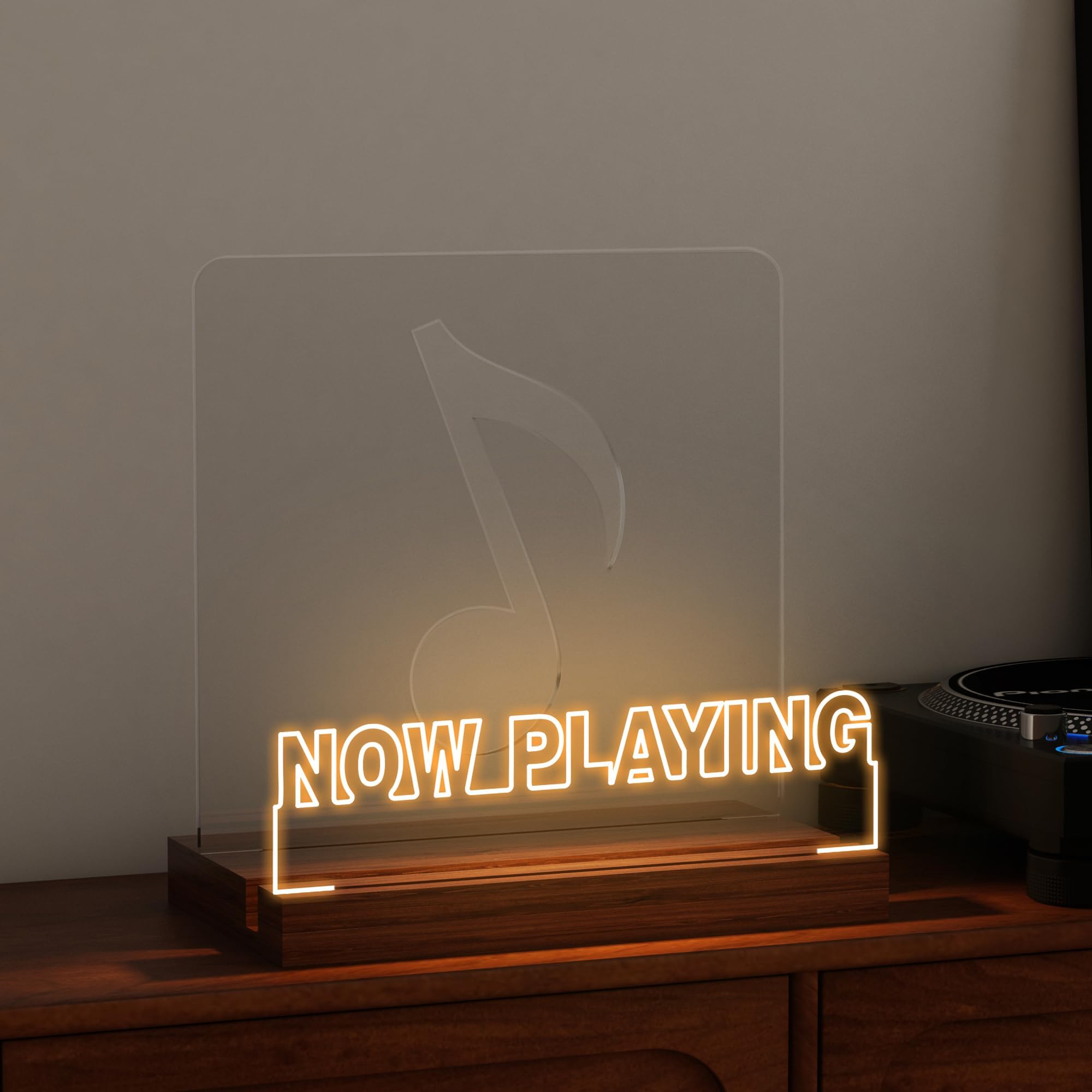 CoolGift Mart Now Playing Vinyl Stand, Light up Record Holder, Wooden ...