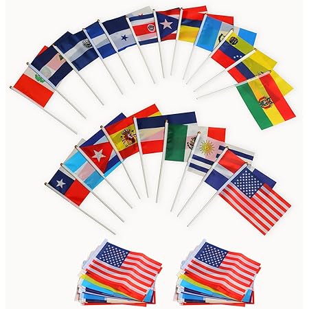 Amazon.com: WEITBF 22 Countries Spanish Speaking Stick Flags - Small ...