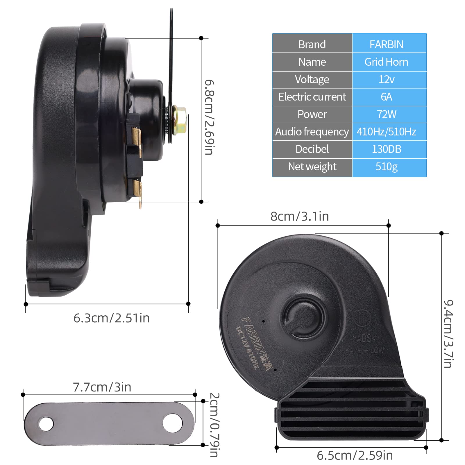 Snapklik.com : Compact Car Horns 12V Super Loud Waterproof Train Horn ...