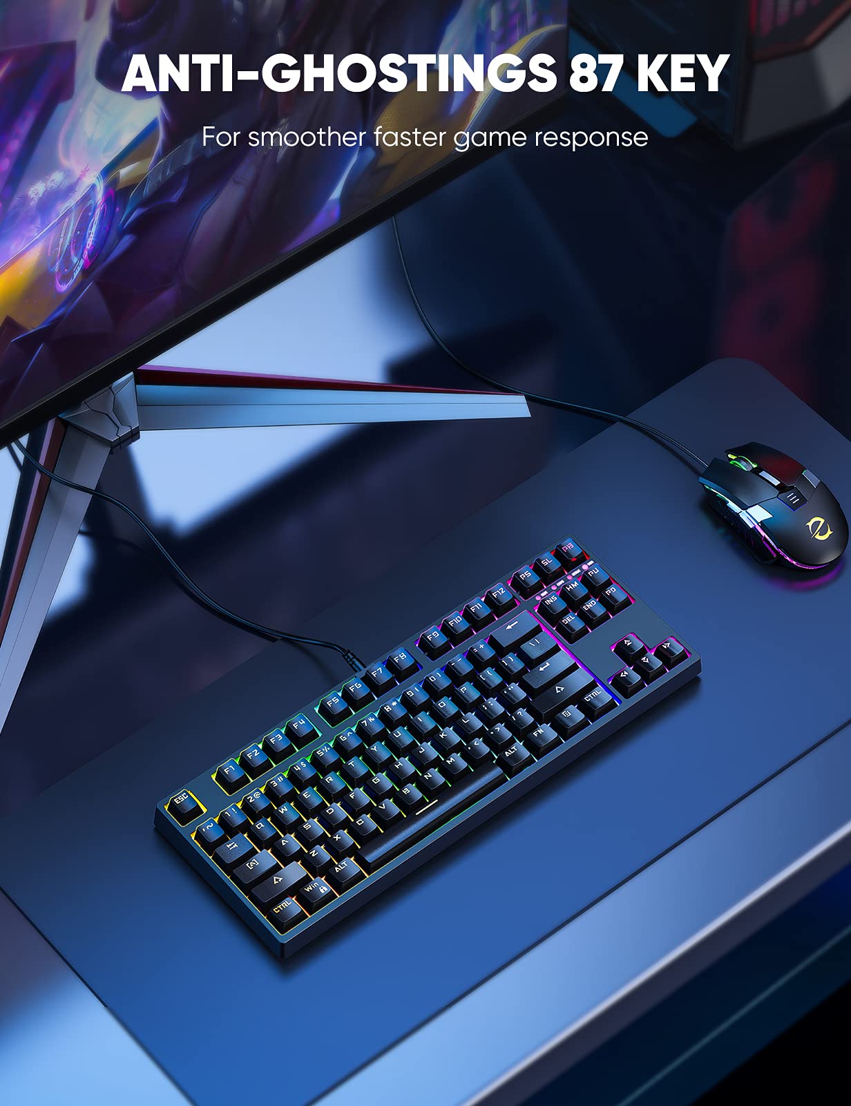 Buy hiwings TKL Mechanical Keyboard, Compact Gaming Keyboard RGB ...