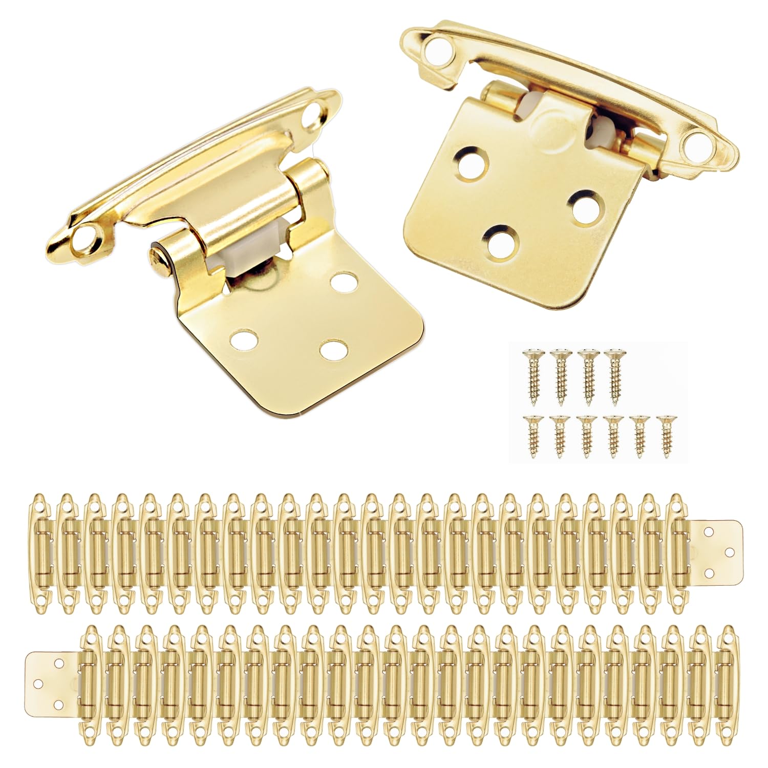 Brass Gold Kitchen Cabinet Hinges Overlay, 50 Pack (25 Pairs) Self ...