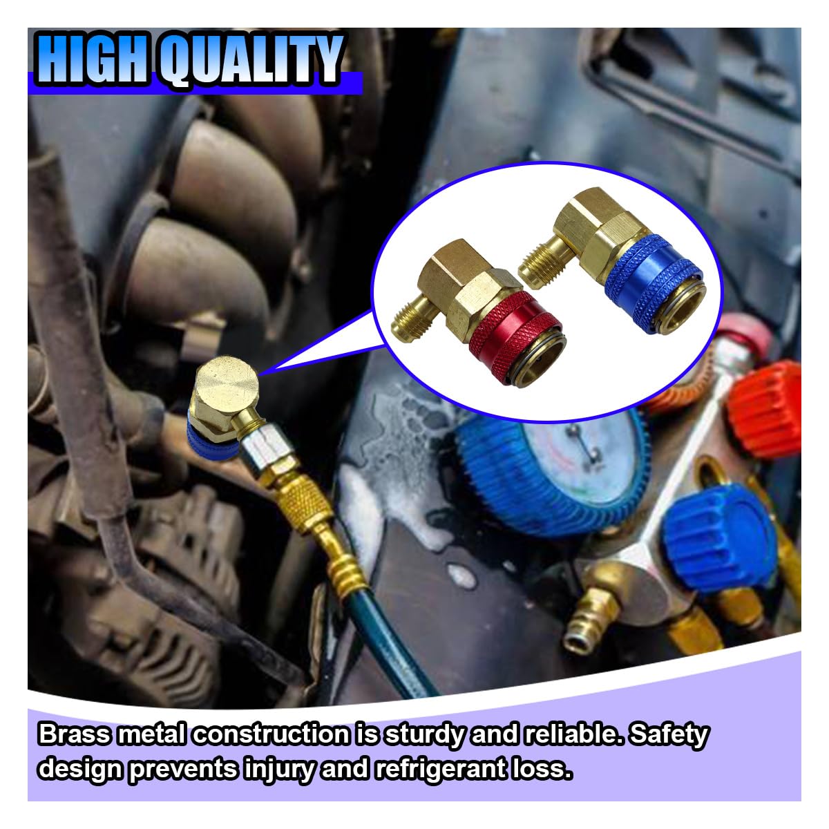 Snapklik.com : AC R134a Quick Coupler Adapter, 90 Degree Angle High Low ...