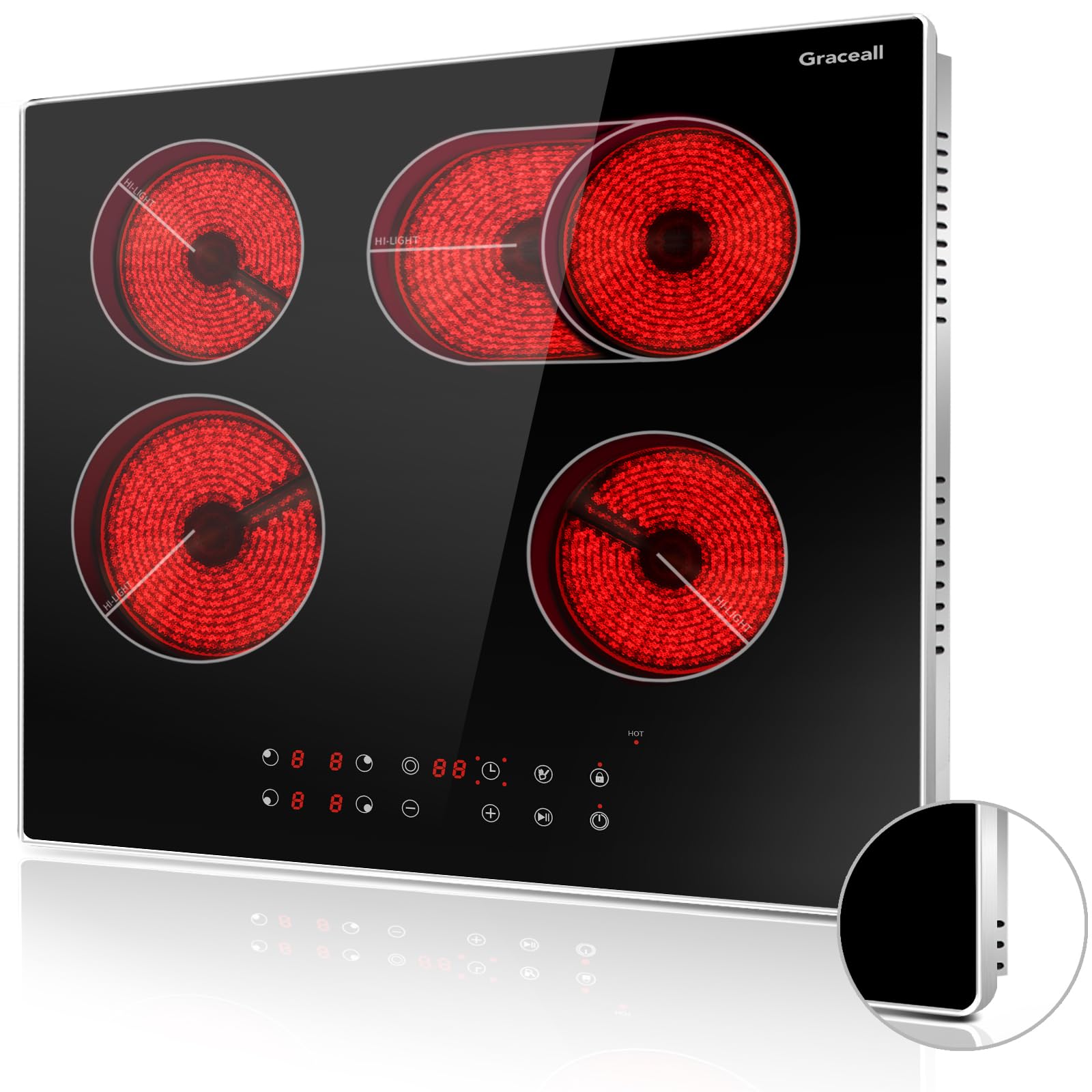 Amazon.com: GRACEALL 24 inch Electric Cooktop 4 Burners Hot Plates for ...