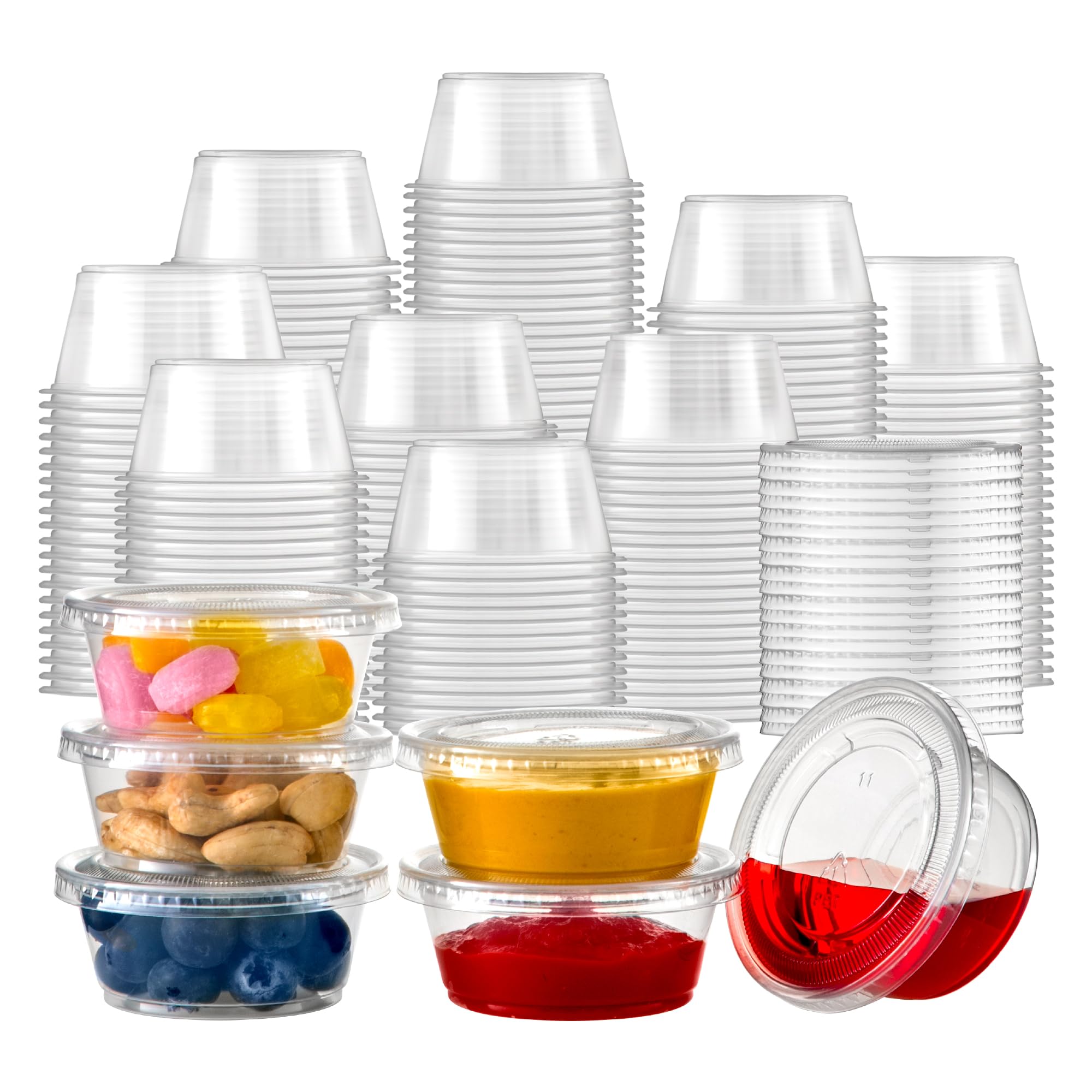 Amazon.com: Fit Meal Prep 250 Pack 3.25 oz Jello Shot Cups with Lids ...