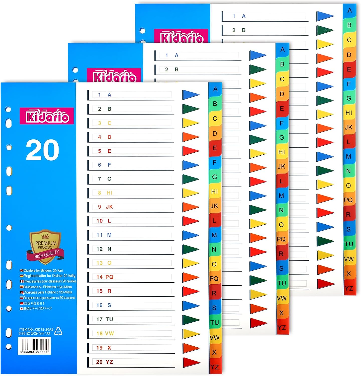 FUYOAL File Dividers A4, 3 Pack 20 Part A-Z Folder Dividers Coloured ...
