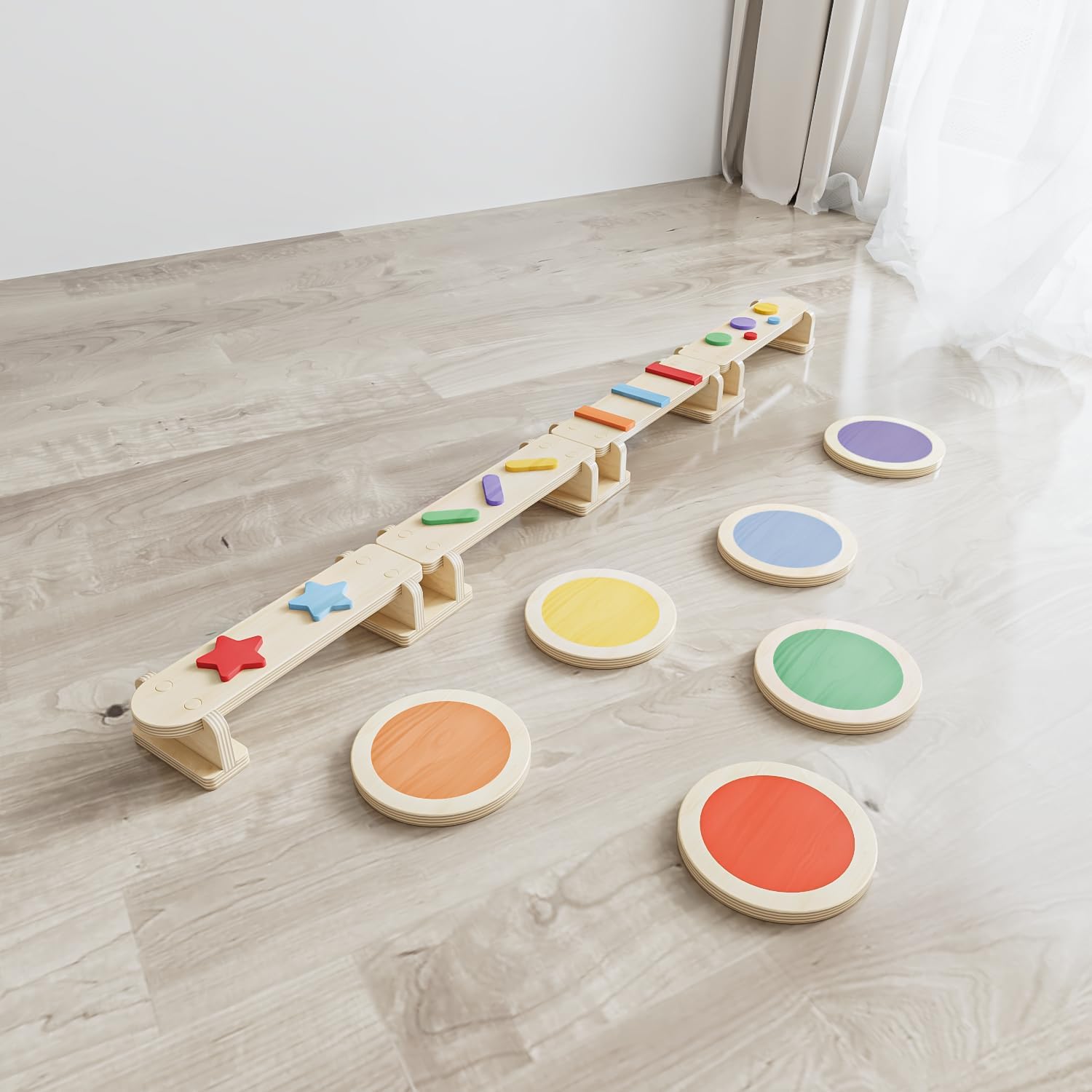 Amazon.com: 3 in 1 Wood Balanc beam for Kids with Stepping Stones ...