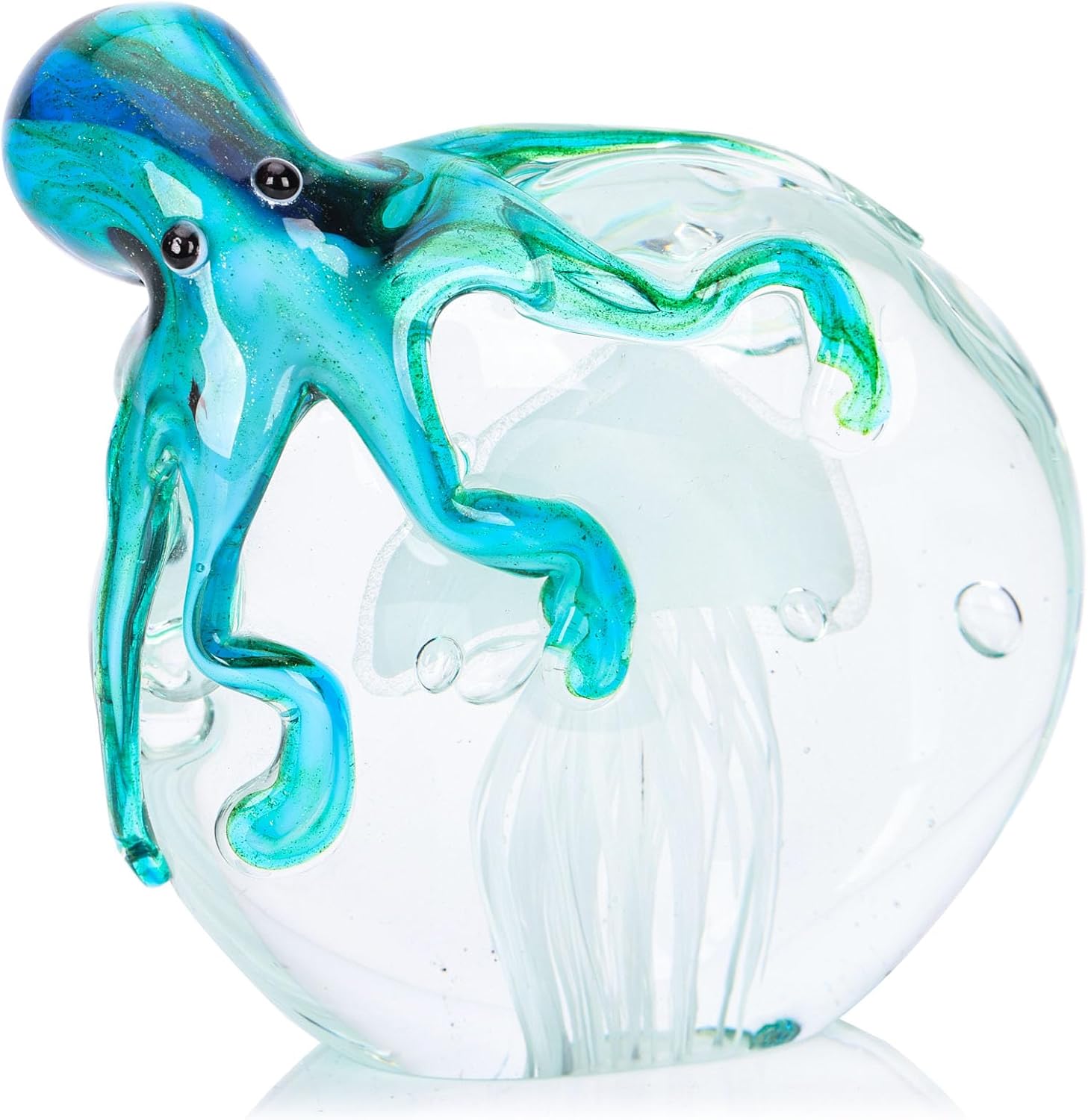 Amazon.com: Blown Glass Octopus Figurine and Jellyfish Sculpture,Blue ...