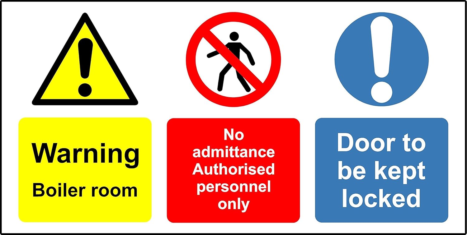 Warning boiler room door to be closed safety sign - 3mm Aluminium ...