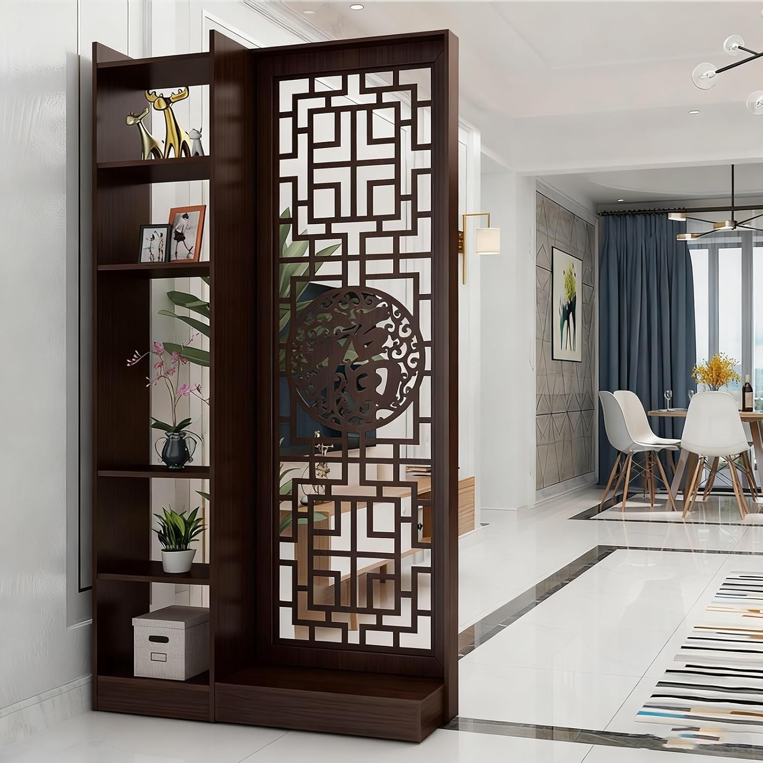 Amazon.com: Multi-Functional Wall Room Divider, Wooden Bookcase Screen ...