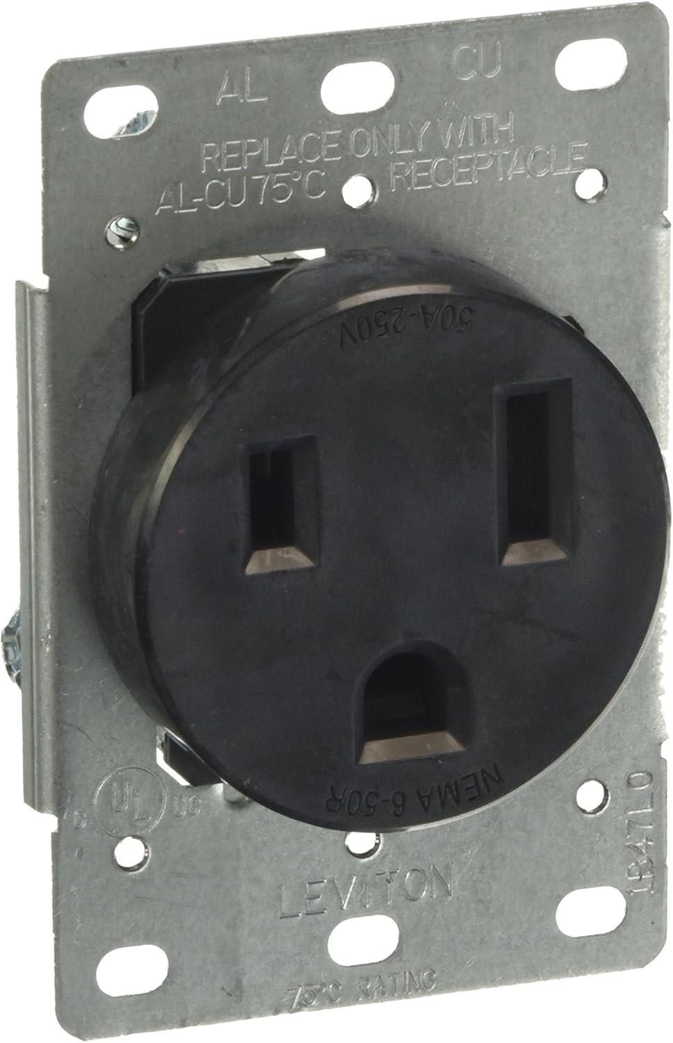 Leviton 50 Amp, 250 Volt Flush Mounting Receptacle, Straight Blade ...