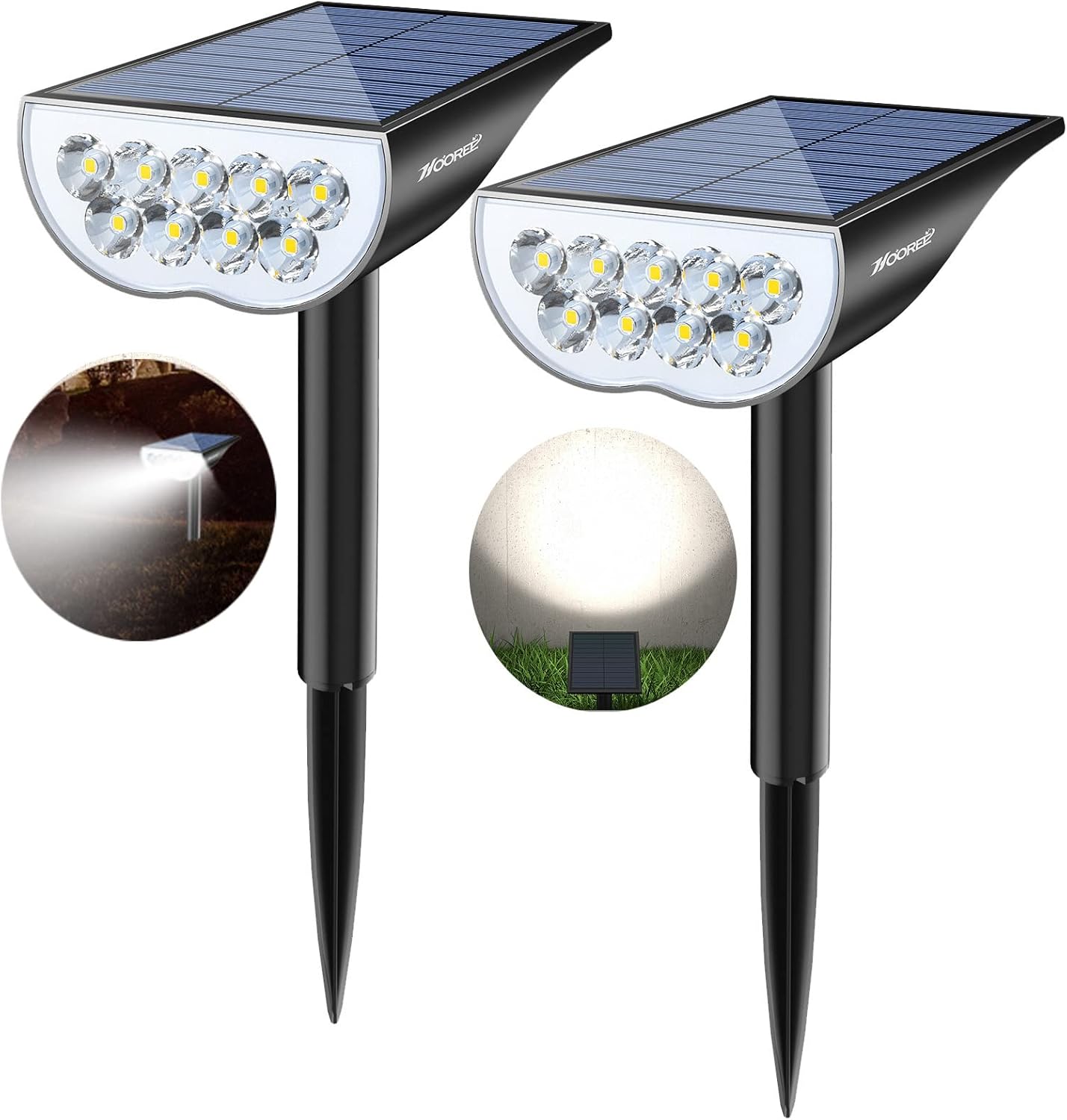 HOOREE - Foco solar para exteriores, impermeable, para patio o jardín ...