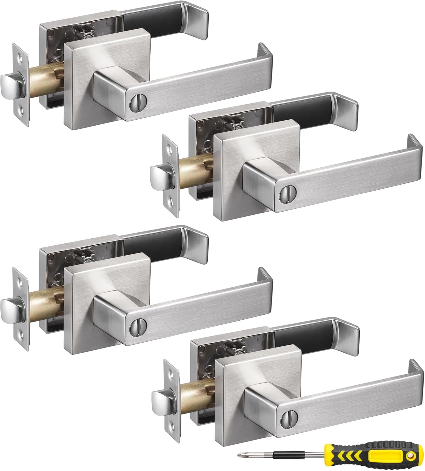 4 Pack Privacy Door Levers Door Lock for Bathroom or Bedroom, Heavy ...