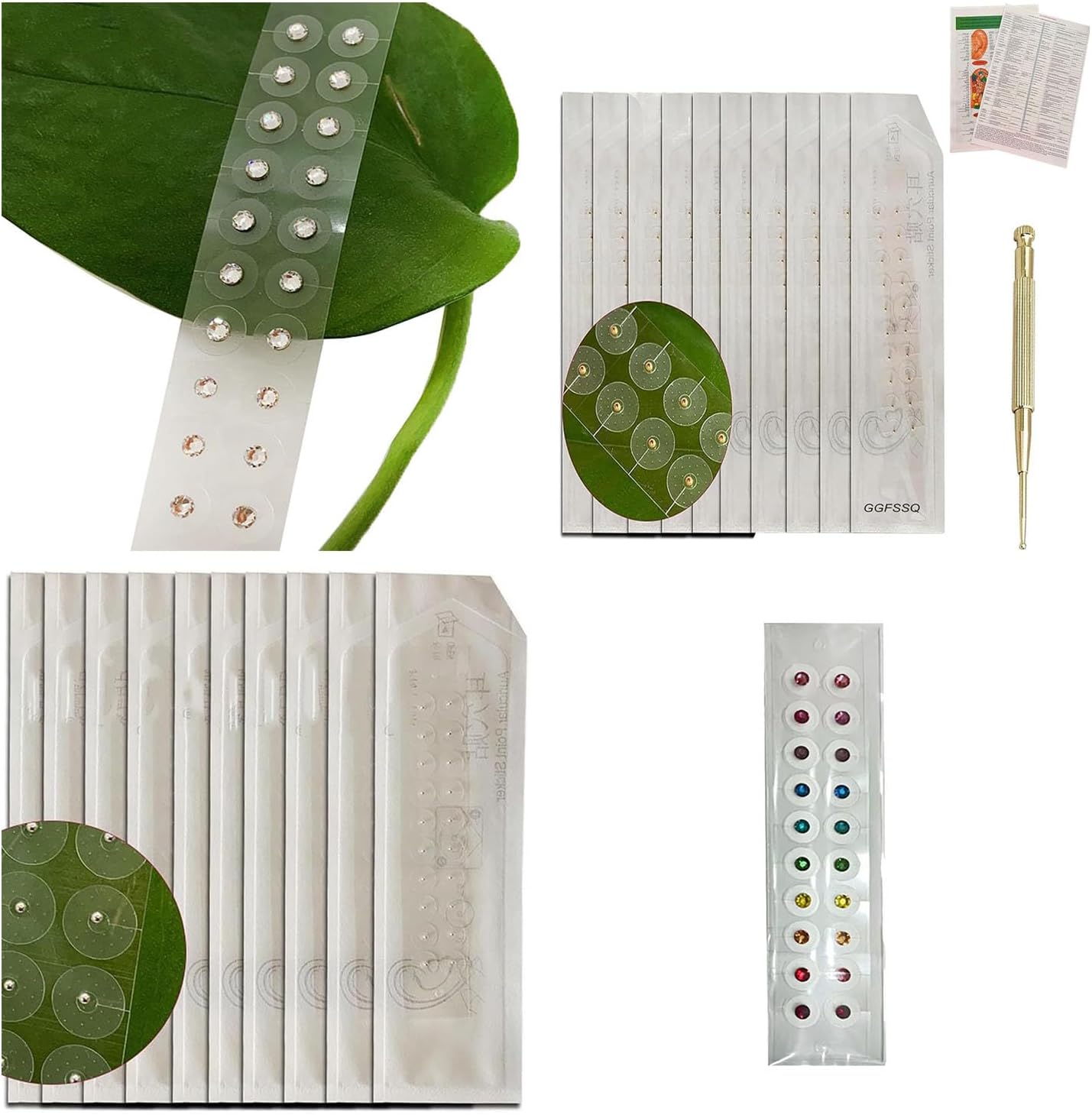 Amazon.com: Ear Seeds Acupuncture Kit gold-200pcs+silver-200pcs+color ...