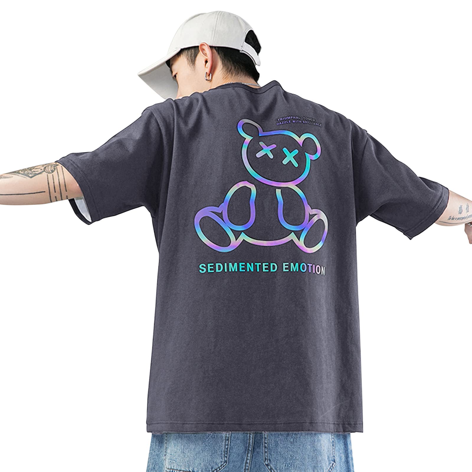 Amazon | [FEISEDY] Tシャツメンズ 半袖 綿100 春服 大きいカットソーティーシャツ プリントt シャツファッション トップスメンズ レディース おもしろ A8021 ...