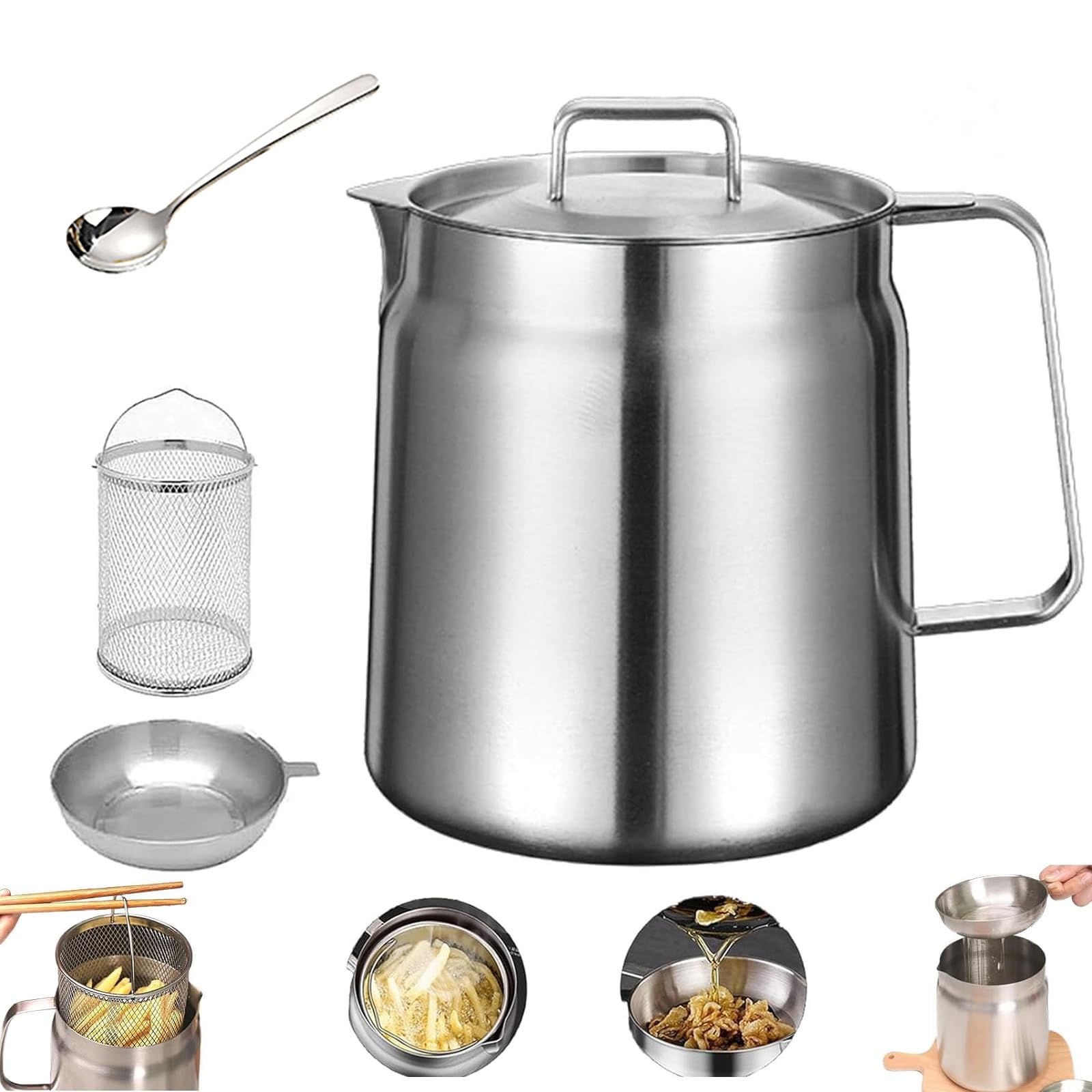 Amazon.com: Stainless Steel Fryer,304 Stainless Steel Large Capacity ...