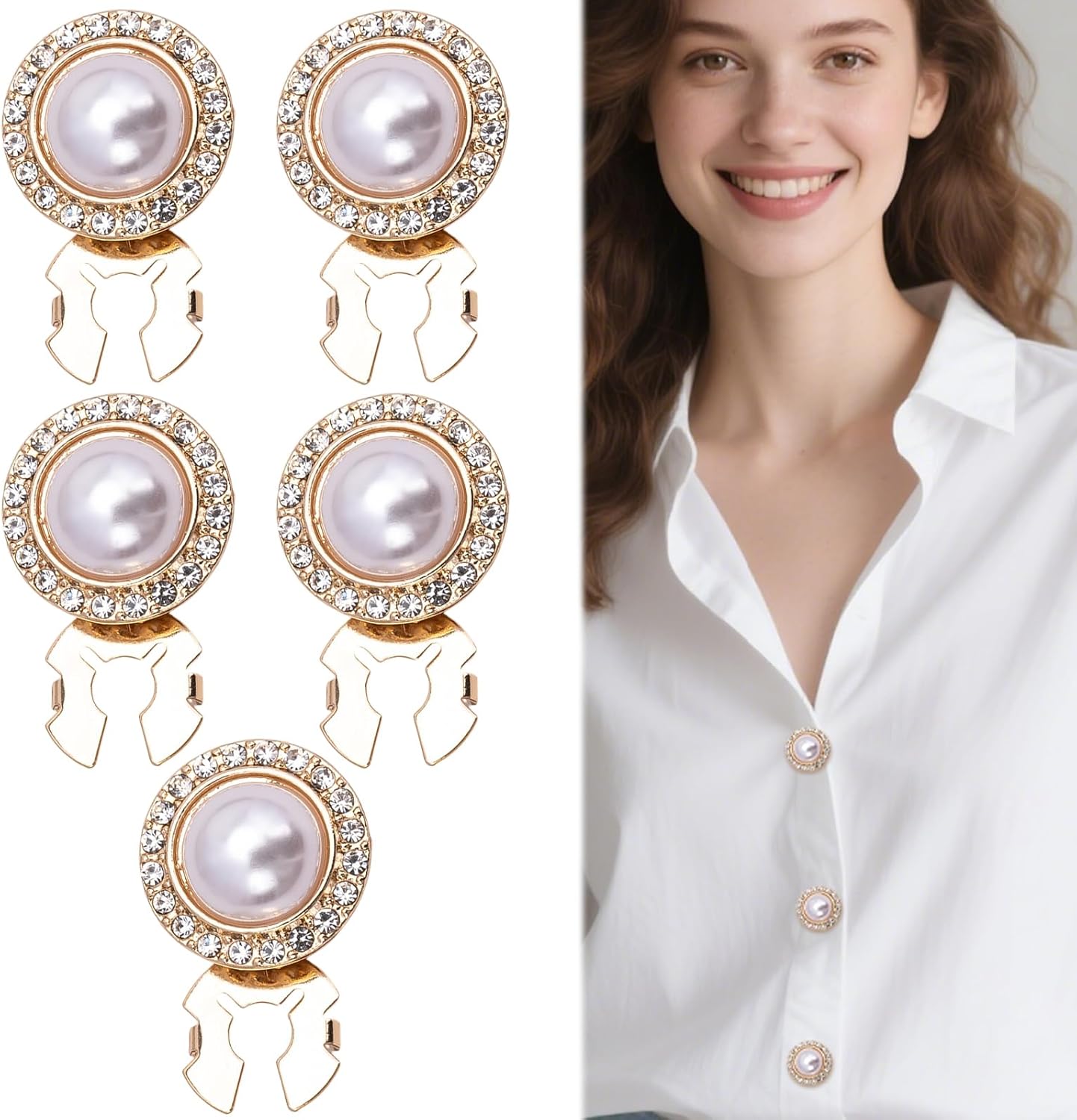 Amazon.com: 20MM Rhinestone Button Covers – 5 Sets for Blouses ...