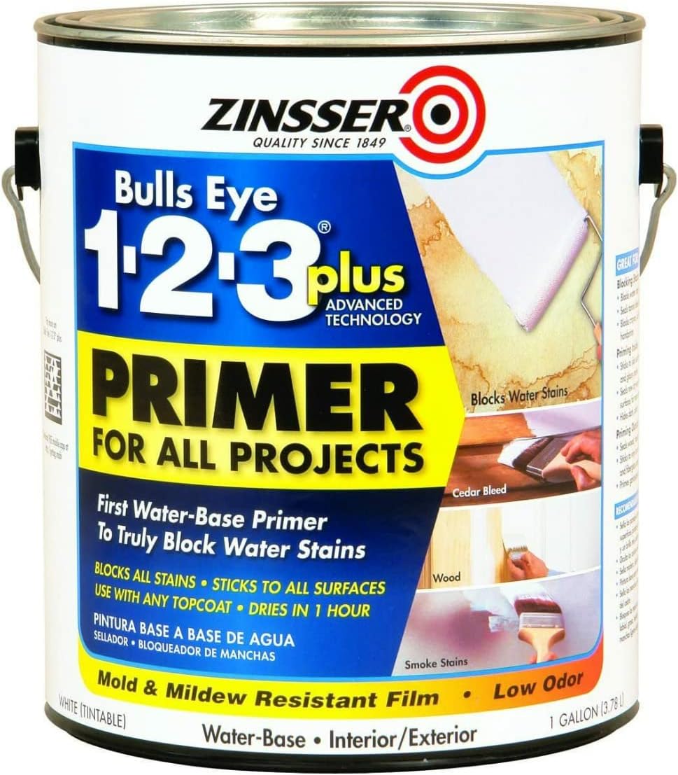 Zinsser 285090 Bulls Eye 1-2-3 All Surface Primer, 5 Gallon, Gray ...