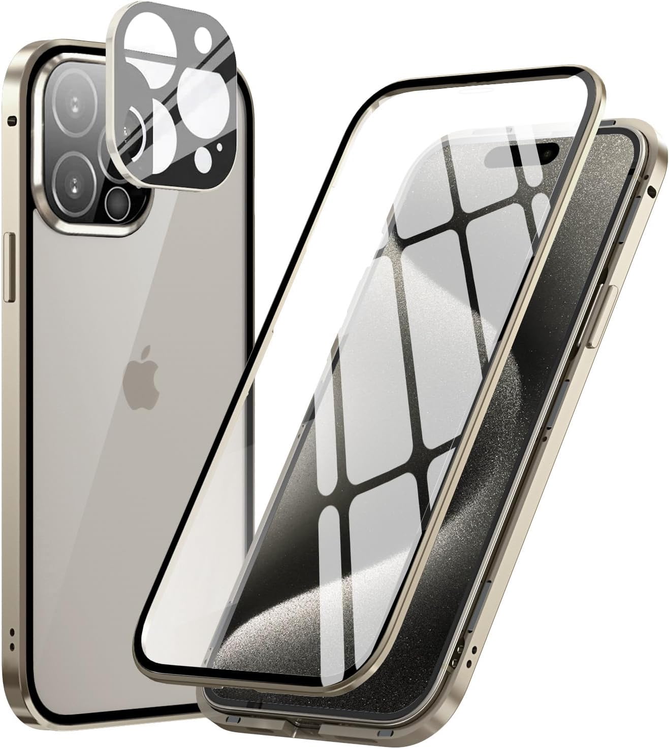 MIMGOAL Case for Apple iPhone 15 Pro Max, Magnetic Metal Bumper with ...