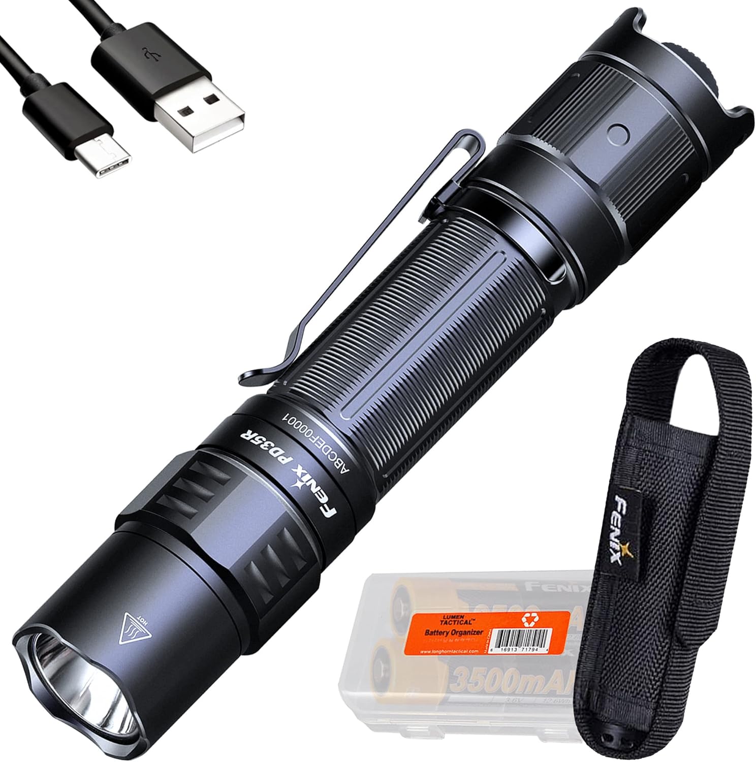 Amazon.com: Fenix PD35R USB-C Rechargeable Tactical Flashlight,1700 ...