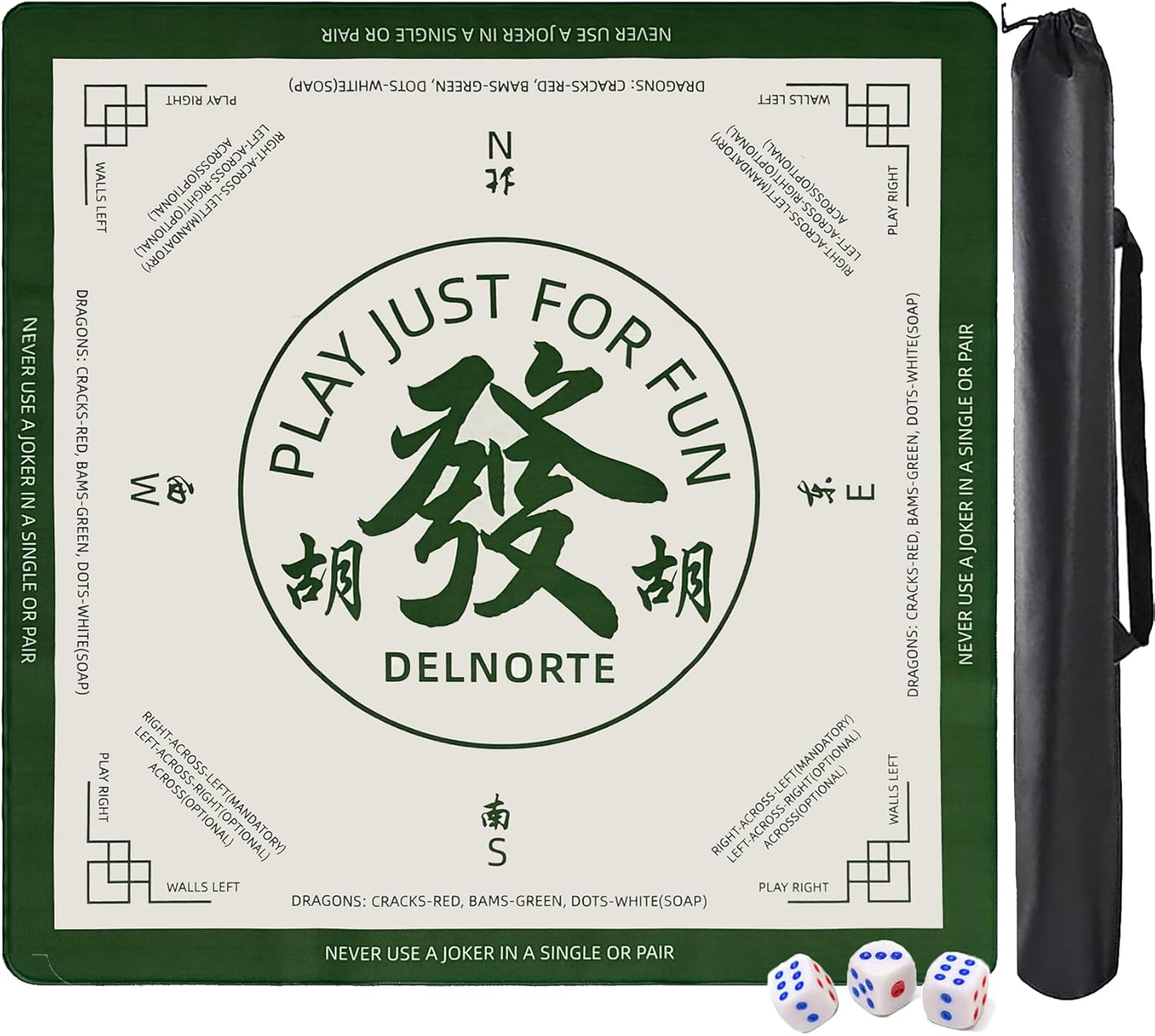 Amazon.com: Delnorte Mahjong Mat with Rules, Mahjong Mat for Table with ...