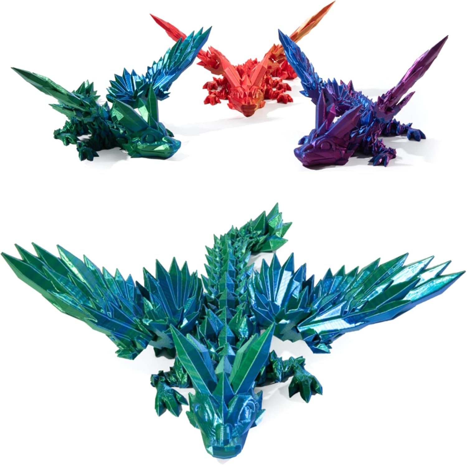 Amazon.com: TIRADORES 3D Printed Dragon with Wings, Articulated Crystal ...