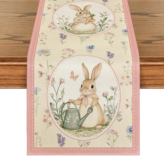Amazon.com: Artoid Mode Bunny Rabbit Kettle Floral Flower Easter Table ...
