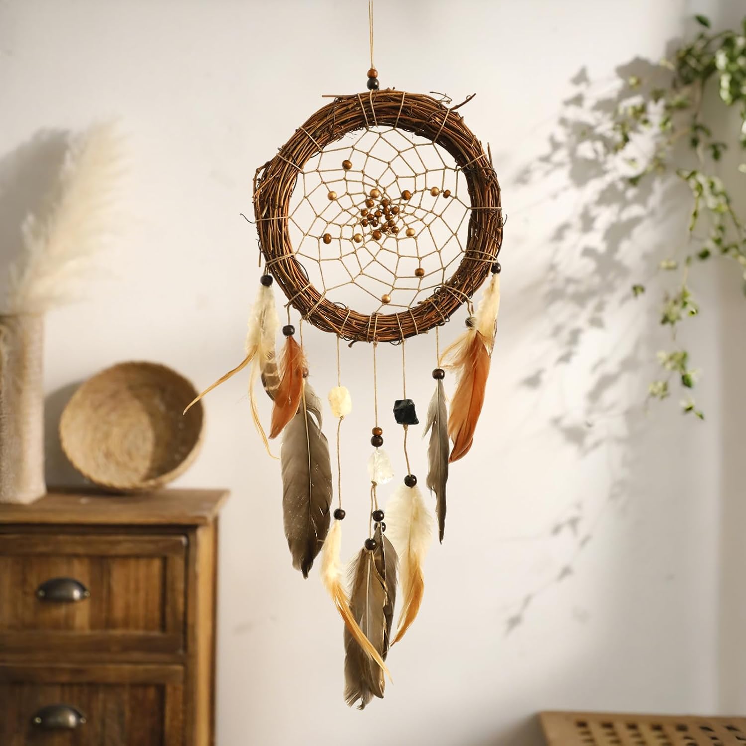 Amazon.com: Dream Catcher Native American Boho Dreamcatcher Rattan Wall ...